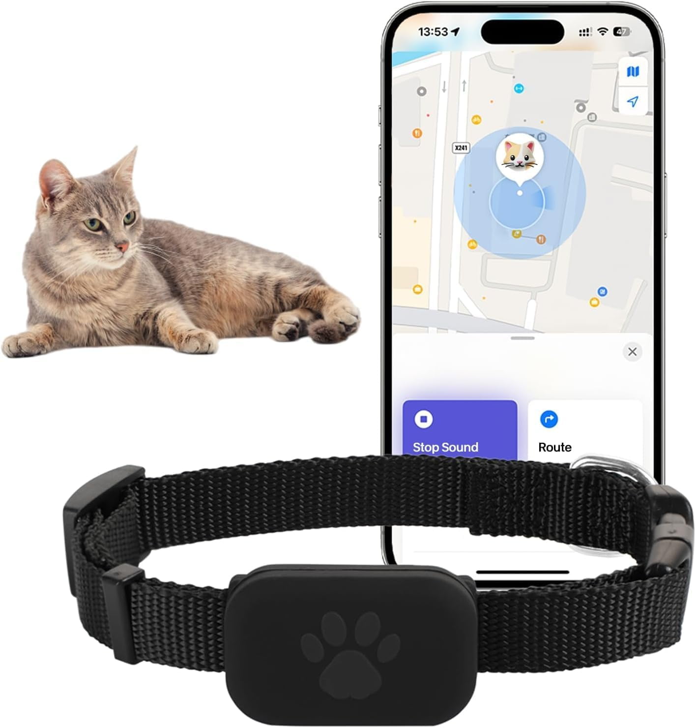 GPS Pet Tracker Collar - No Monthly Fee, Works with iOS, IP67 ...
