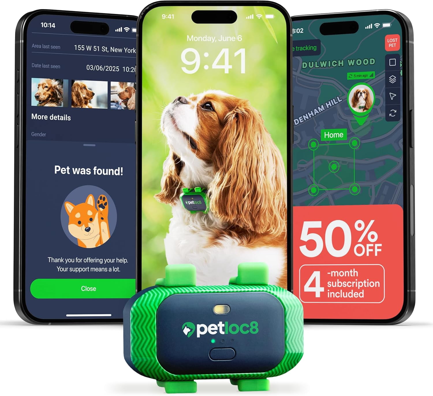 GPS Pet Tracker for Dogs by Petloc8 - Dog Tracker Fits on Your Pets ...