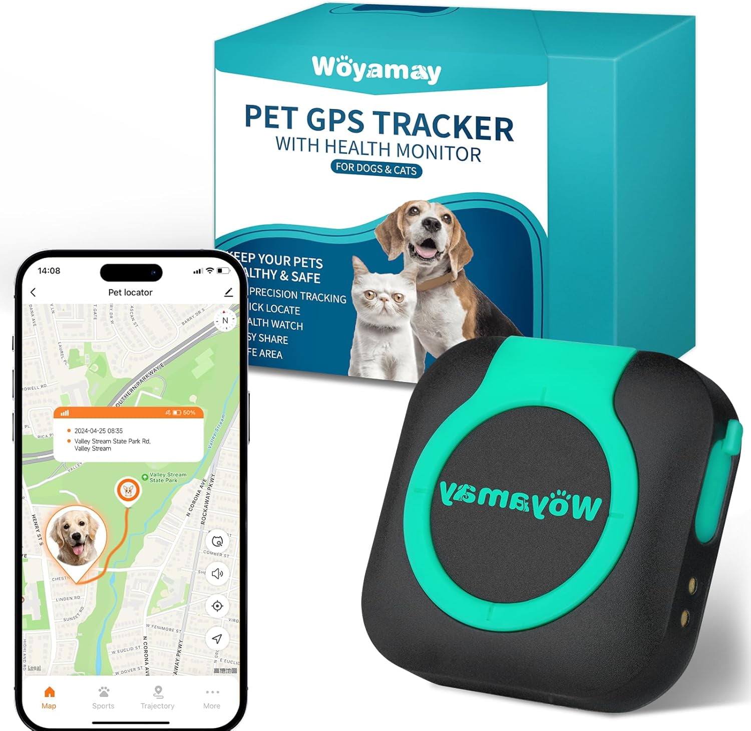 GPS Tracker for Dogs and Cats, Dog GPS Tracker, Real-time Location ...