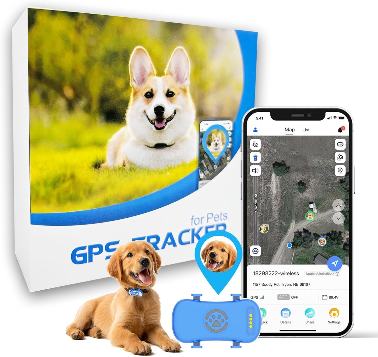 GPS Tracker for Dogs, Real-time Dog Tracker with Geo-Fence and Lighting ...