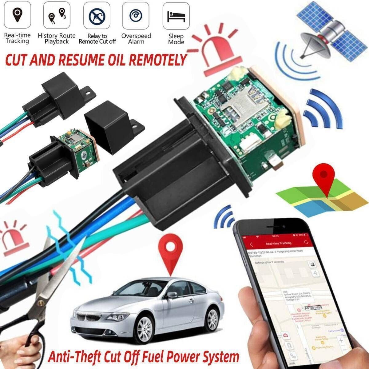 GPS Tracker Real-time Tracking Locator Device GPRS GSM Car/Motorcycle ...