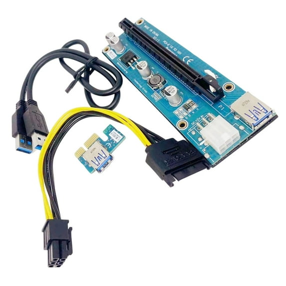 GPU Extender Adapter With USB3.0 Cord Power Supply Cable PCIe 1X To 16X ...