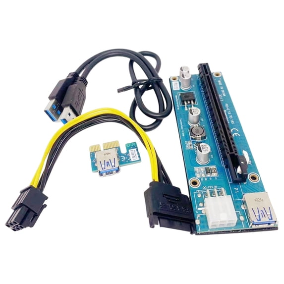 GPU Extender Adapter With USB3.0 Cord Power Supply Cable PCIe 1X To 16X ...