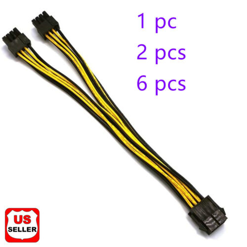 GPU VGA PCIe 8 Pin Female to Dual 2X 8 Pin (6+2) Male Y-Splitter ...