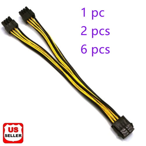 GPU VGA PCIe 8 Pin Female to Dual 2X 8 Pin (6+2) Male Y-Splitter ...