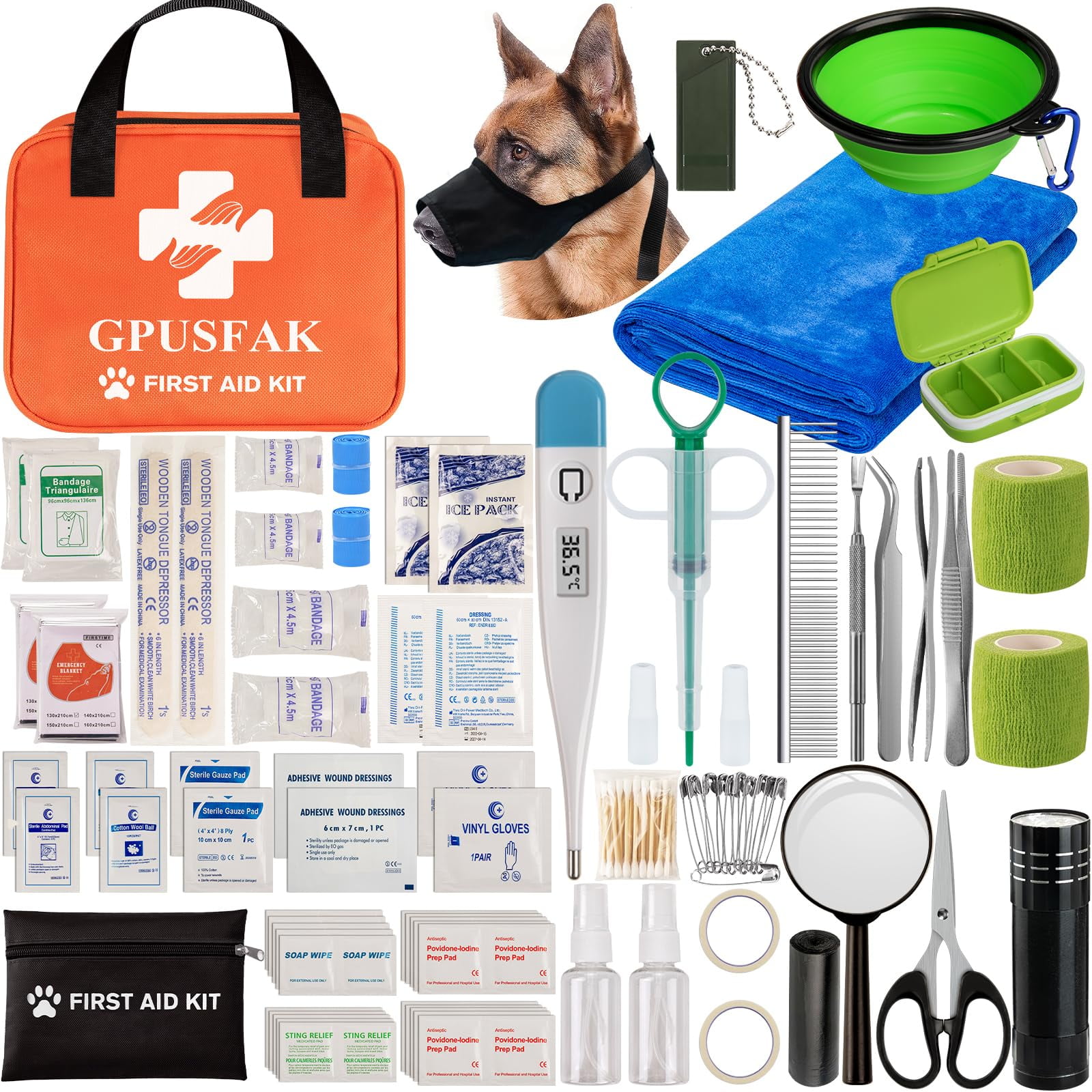 GPUSFAK Pet First Aid AIF4 Kit for Dogs and Cats - Pet Emergency Kit ...