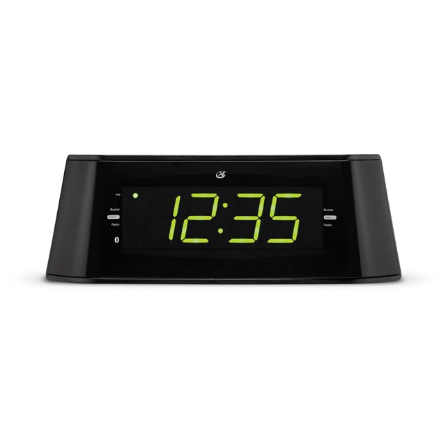 GPX Bluetooth Voice-Activated Large Black Digital Dual Alarm Clock ...