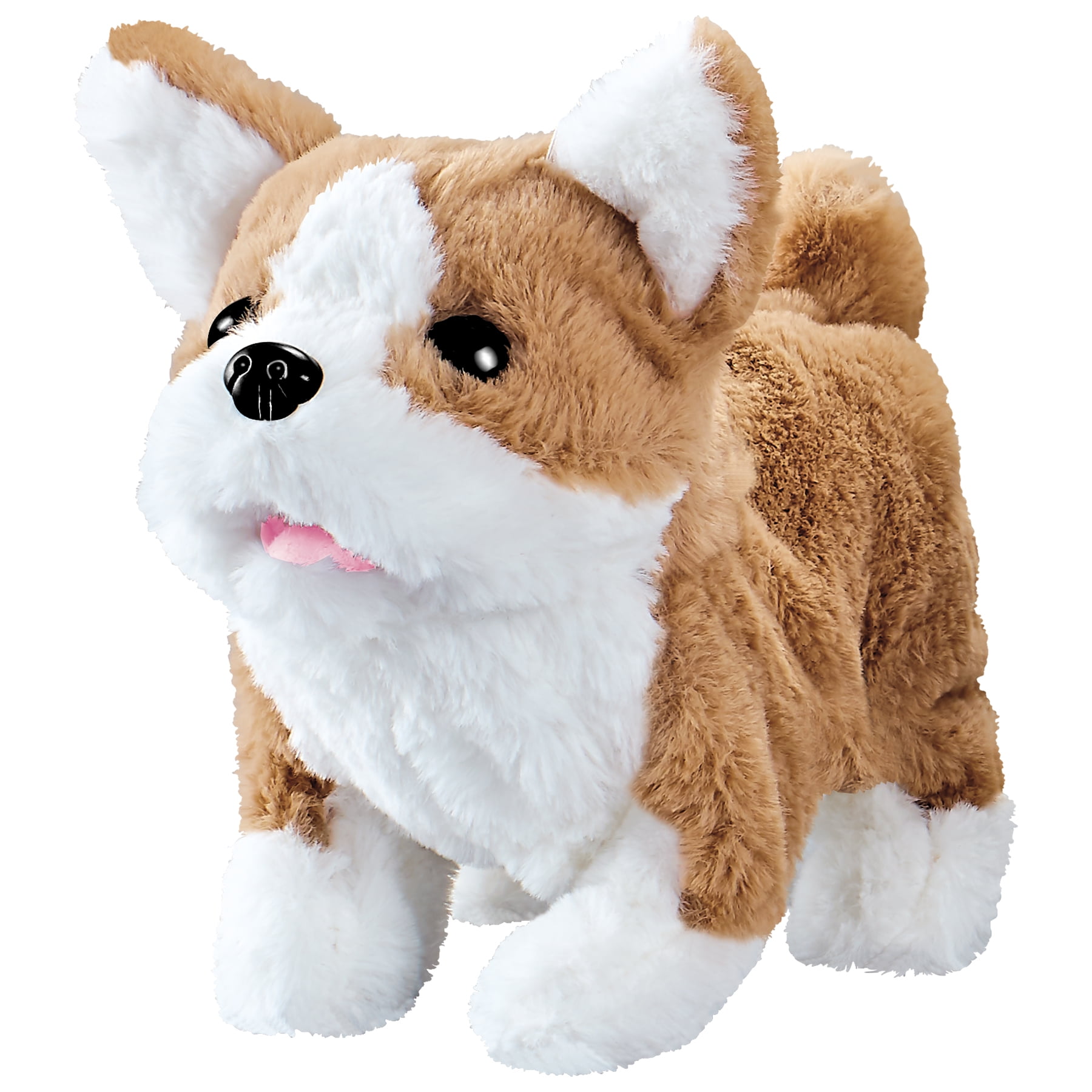 GPX Plush Interactive Walking Barking Toy Puppy, Brown and White ...