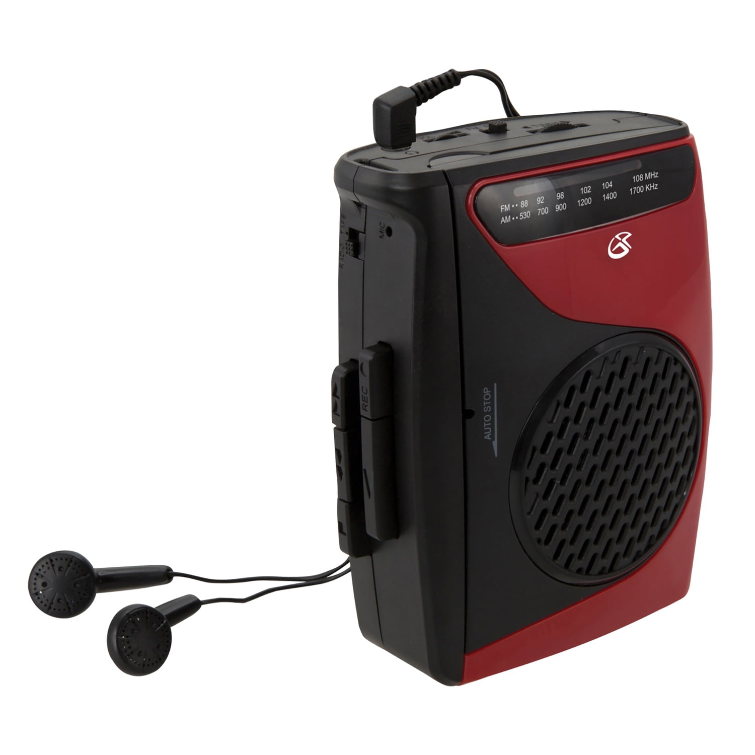 GPX Portable Cassette Player with AM/FM Radio, Red and Black - Walmart.com