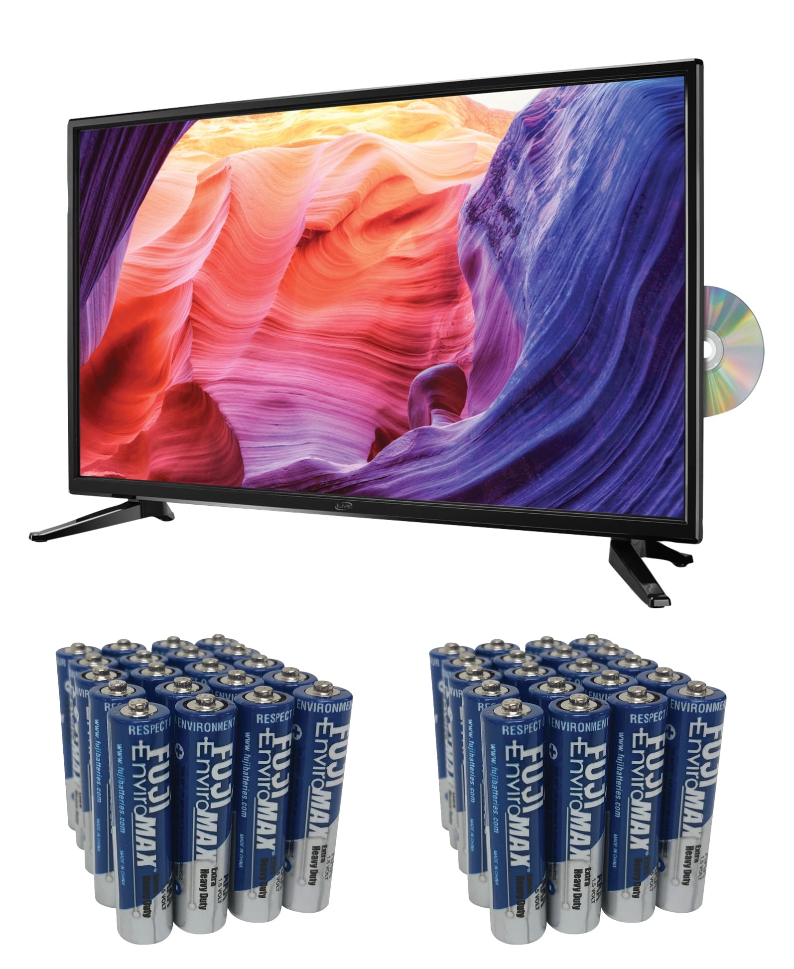 GPX TDE3274BP 32" 1080p LED TV/DVD Combination & Fiji AAA 40 PK ...