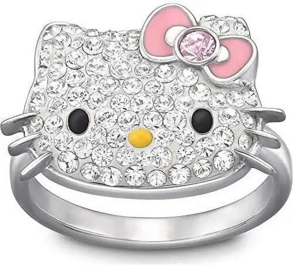 GQ 7 Styles Kawaii Hello Kitty Rhinestone Necklace Rings Sanrio Kitty ...