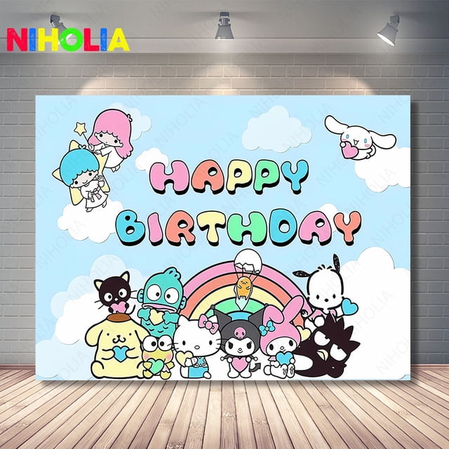 GQ Hello Kitty Cinnamoroll Photo Backdrop Sanrio Kuromi Girls Birthday ...