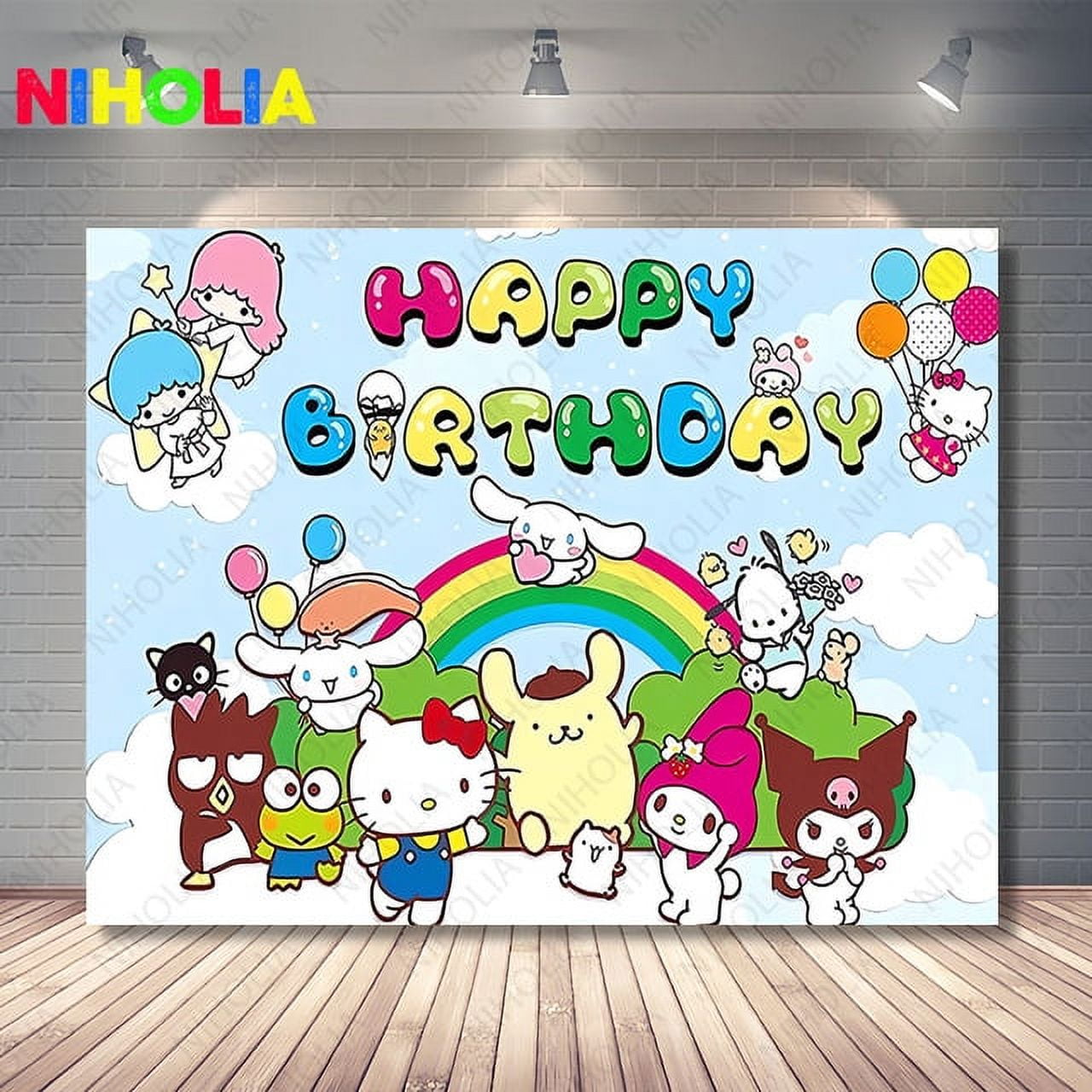 GQ Hello Kitty Cinnamoroll Photo Backdrop Sanrio Kuromi Girls Birthday ...
