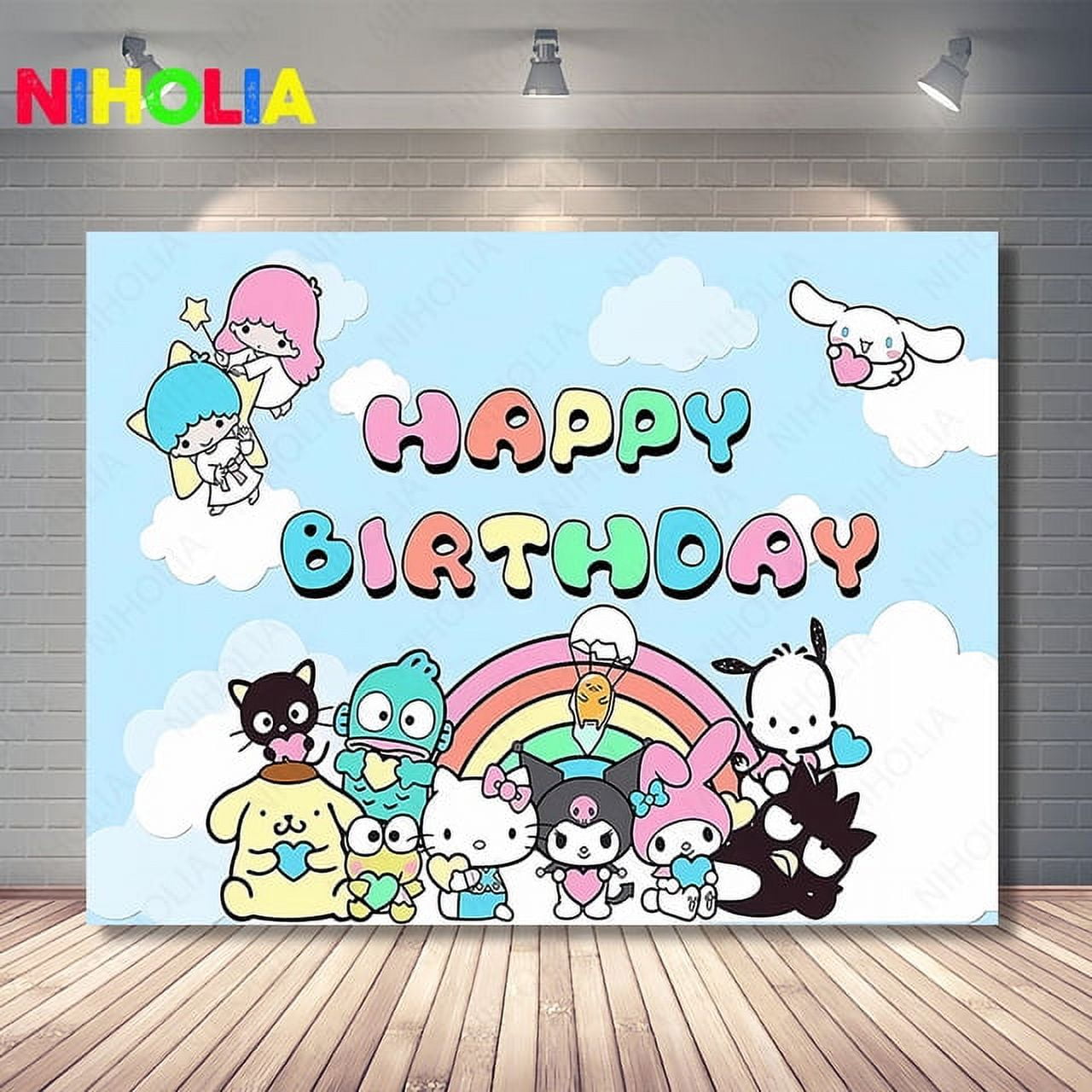 GQ Hello Kitty Cinnamoroll Photo Backdrop Sanrio Kuromi Girls Birthday ...