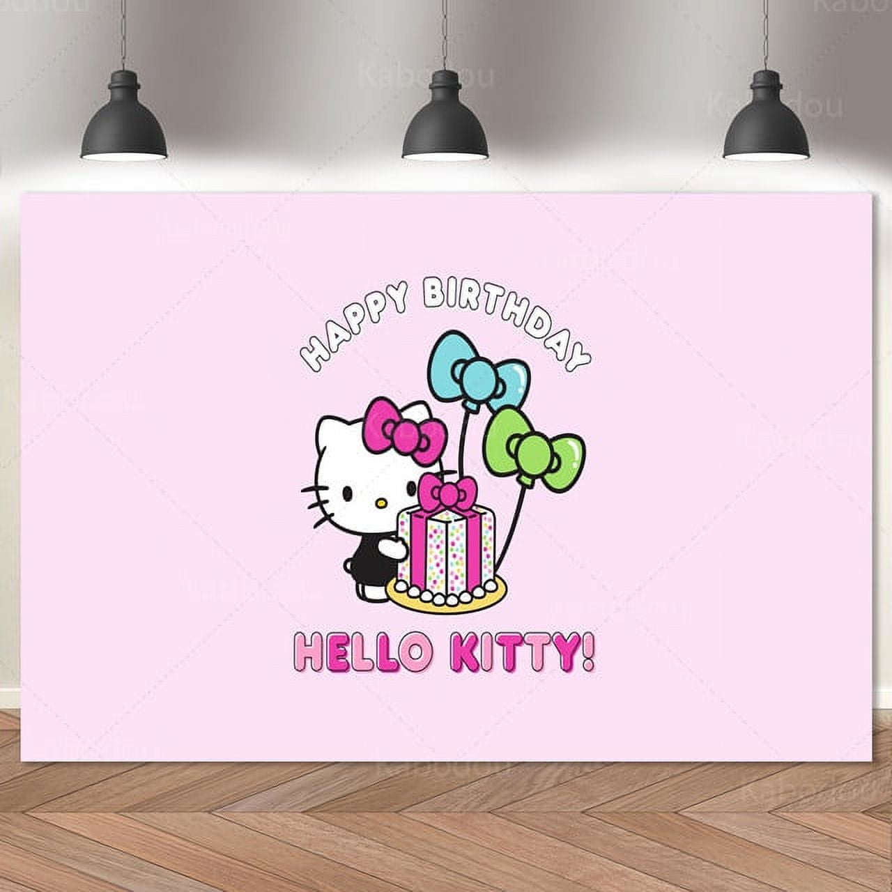 GQ Pink Hello kitty Backdrop Girls Kids Birthday Party Banner ...