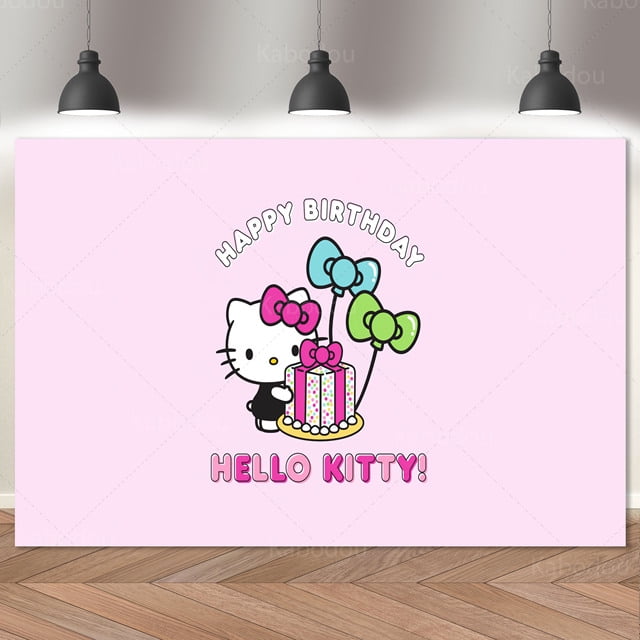 GQ Pink Hello kitty Backdrop Girls Kids Birthday Party Banner ...