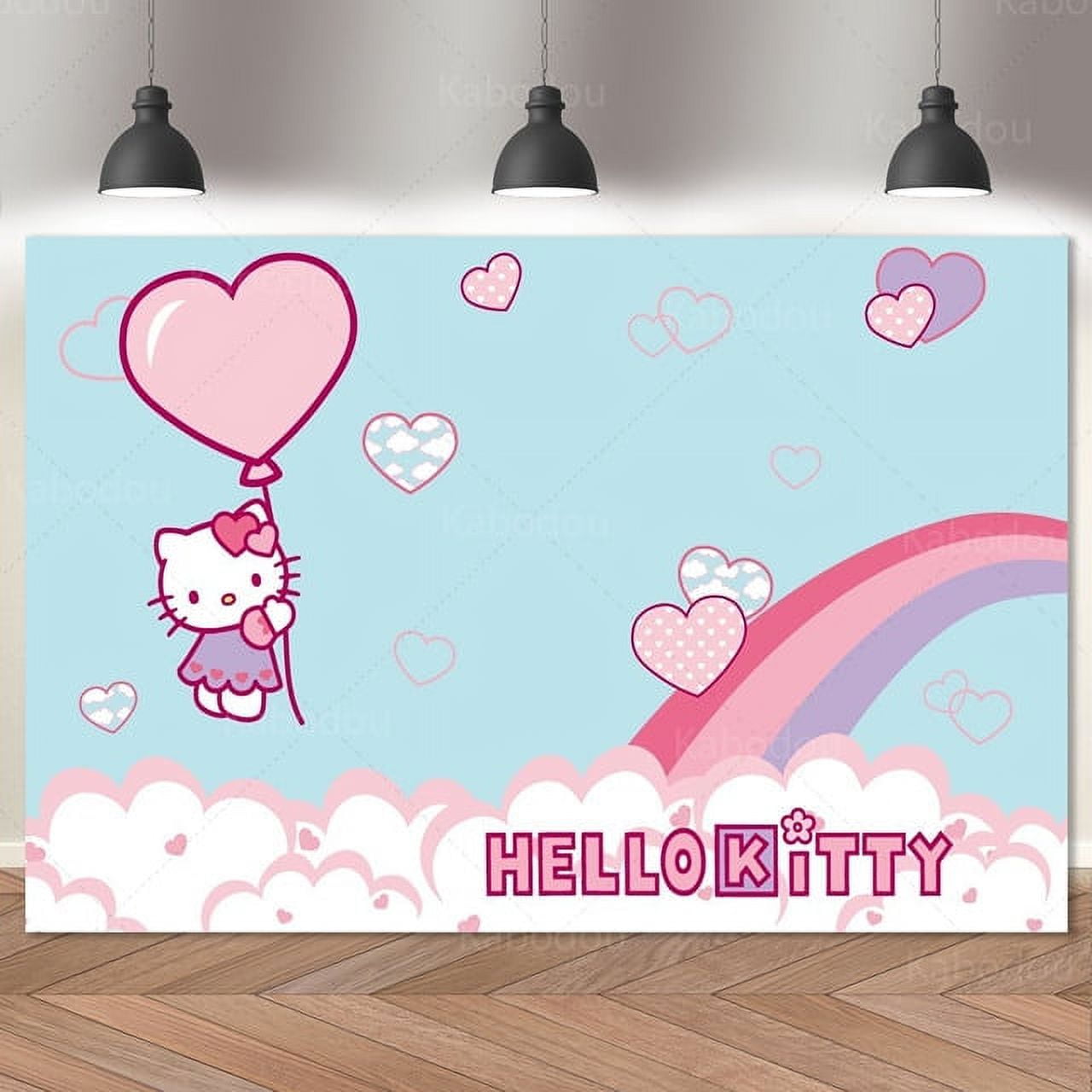 GQ Pink Hello kitty Backdrop Girls Kids Birthday Party Banner ...