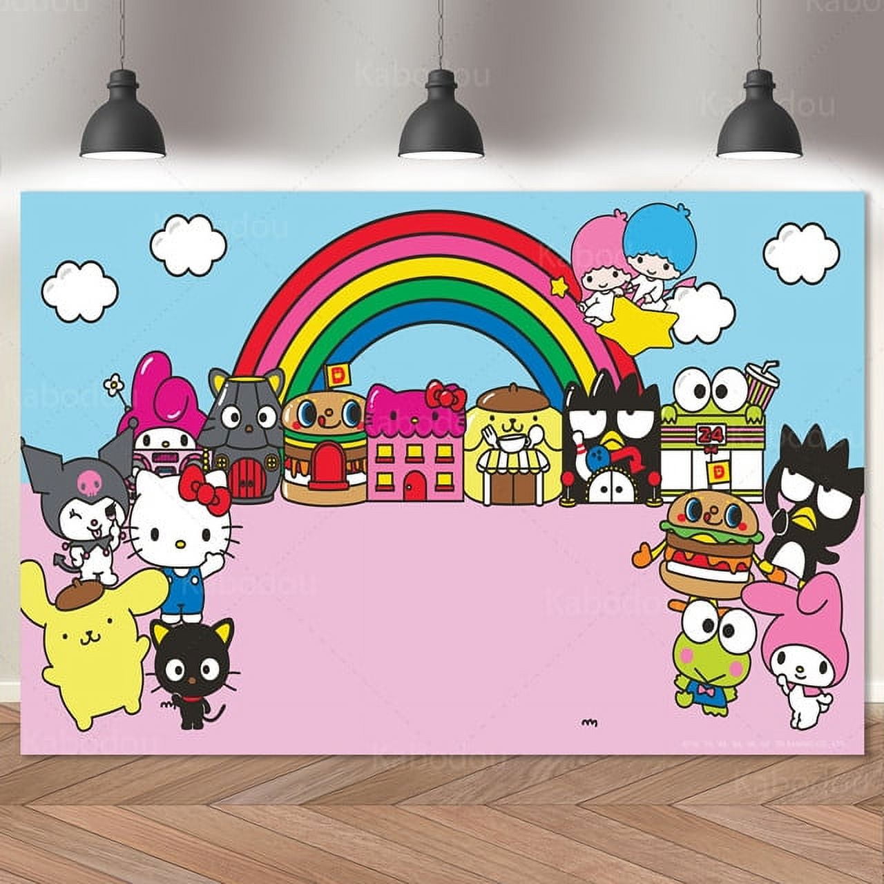 GQ Pink Hello kitty Backdrop Girls Kids Birthday Party Banner ...
