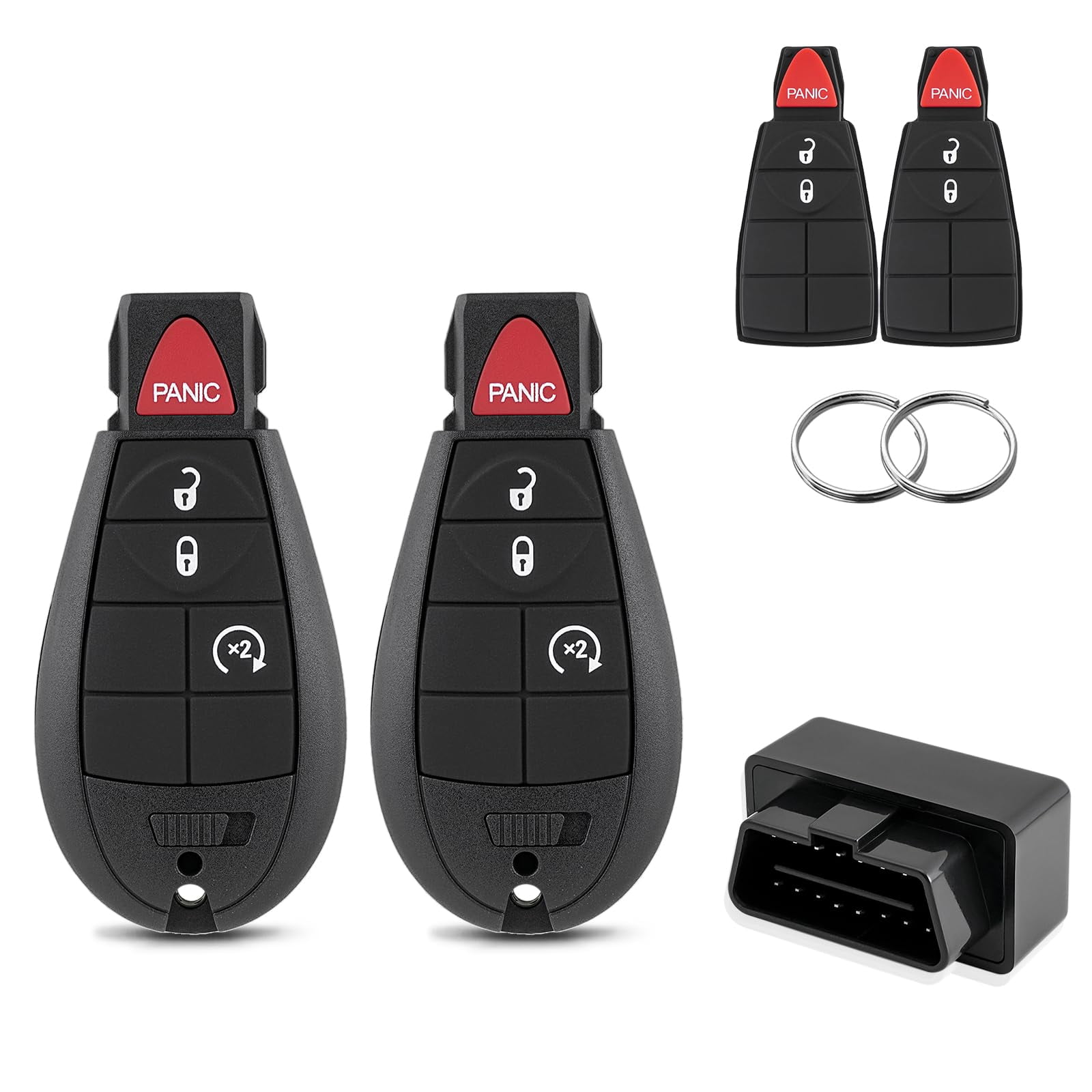 GQ4-53T 2PCS Remote Key Fob FOBlK Replacement with OBD Tool for Dodge ...