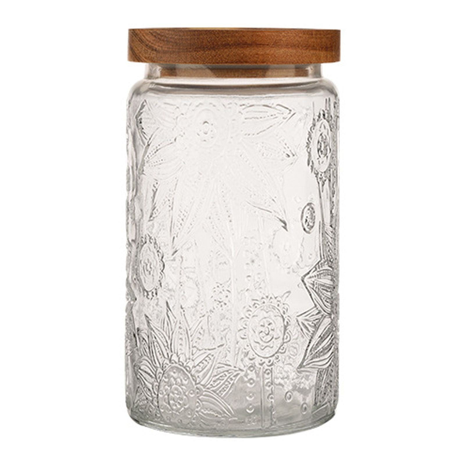 GQDIN Airtight Glass Canister with Wooden Lid - 260 to 2200 Milliliters Storage Container for ...