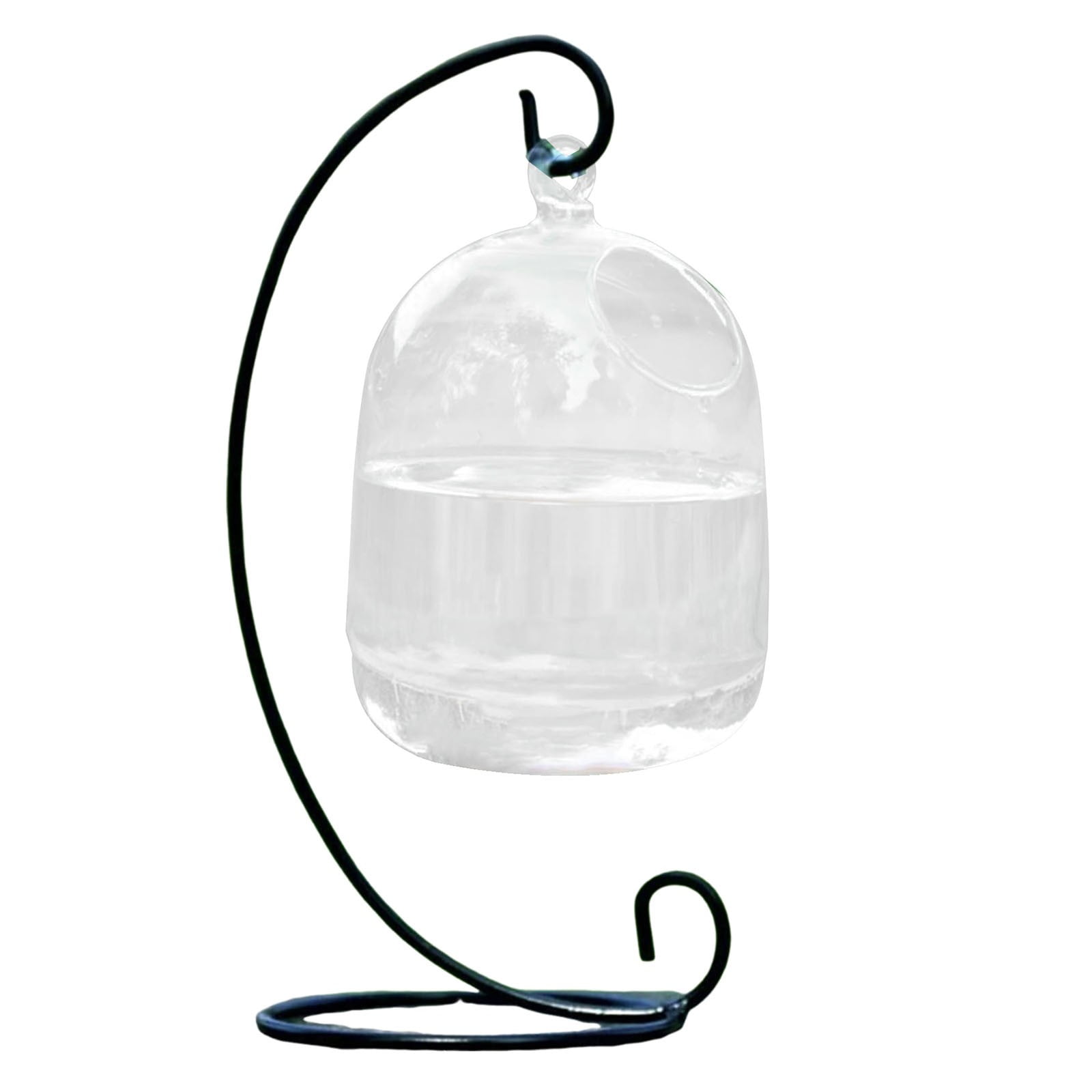 GQDIN Hanging Glass Fish Bowl Aquarium with Iron Stand - Desktop Water ...