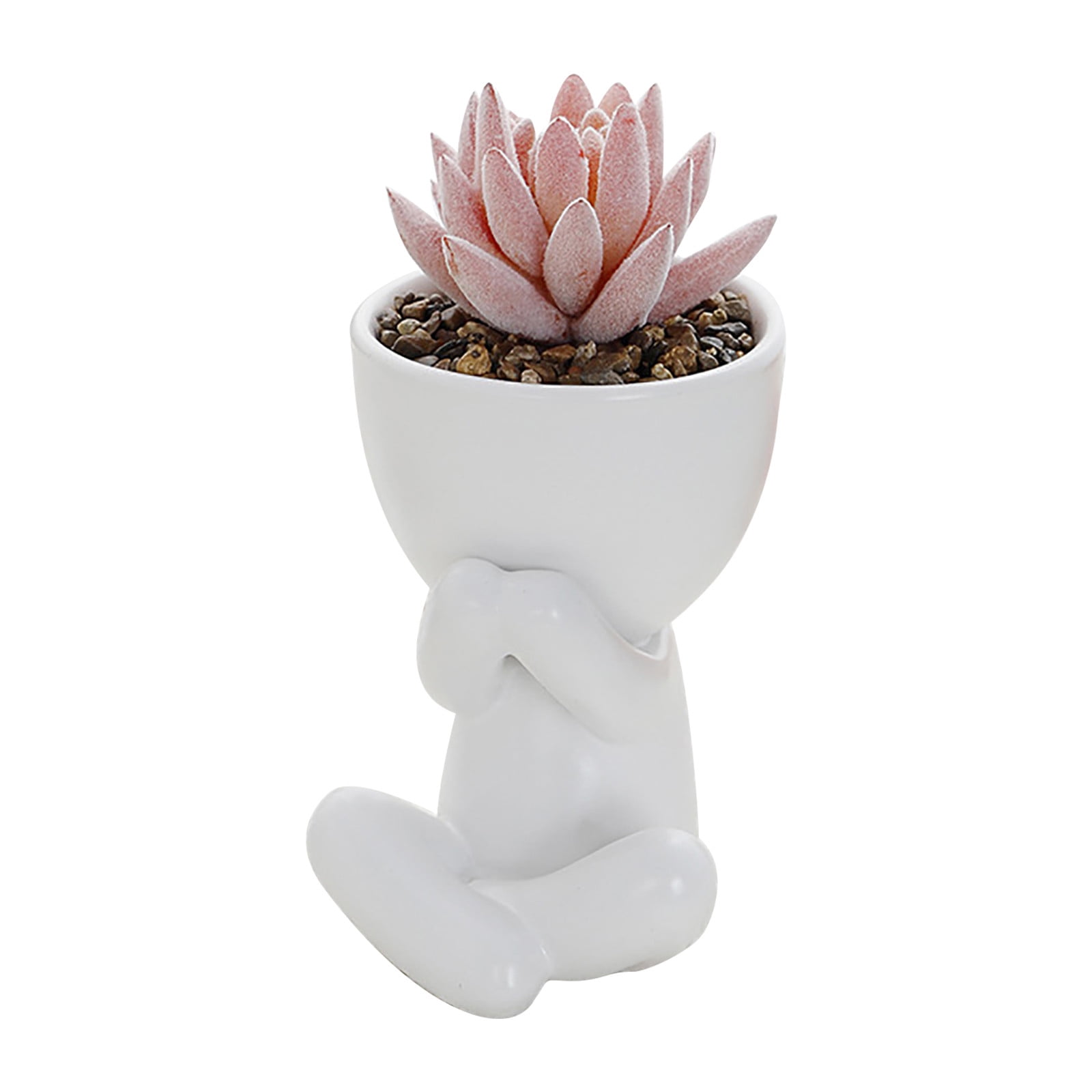 GQDIN Humanoid Ceramic Flower Pot Succulent Cactus Bonsai Planter Pots ...