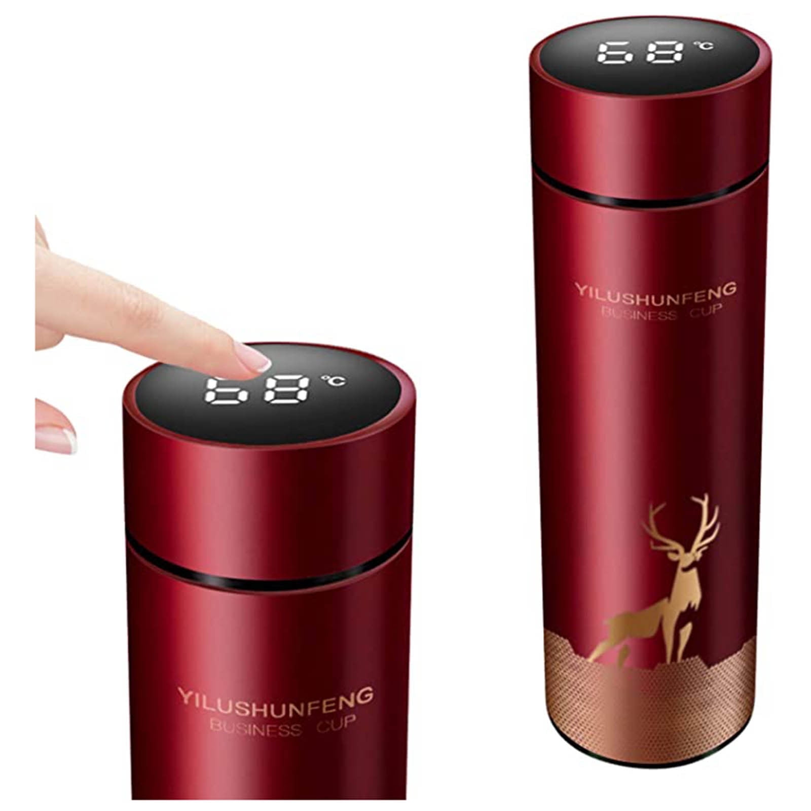 GQDIN Water Bottle with LED Temperature Display,Double Walled Vacuum ...