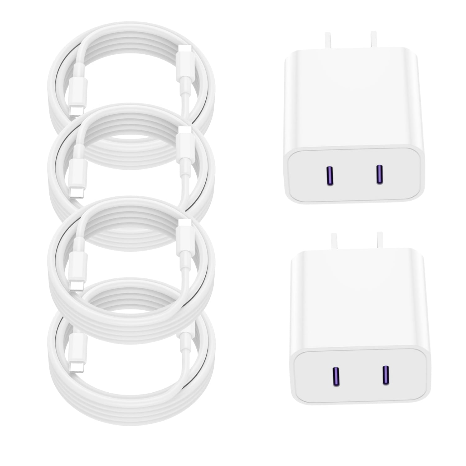 GQOHRT 2 Pack Dual USB-C Charger, 20W USB-C Power Adapter with 4X 6FT ...