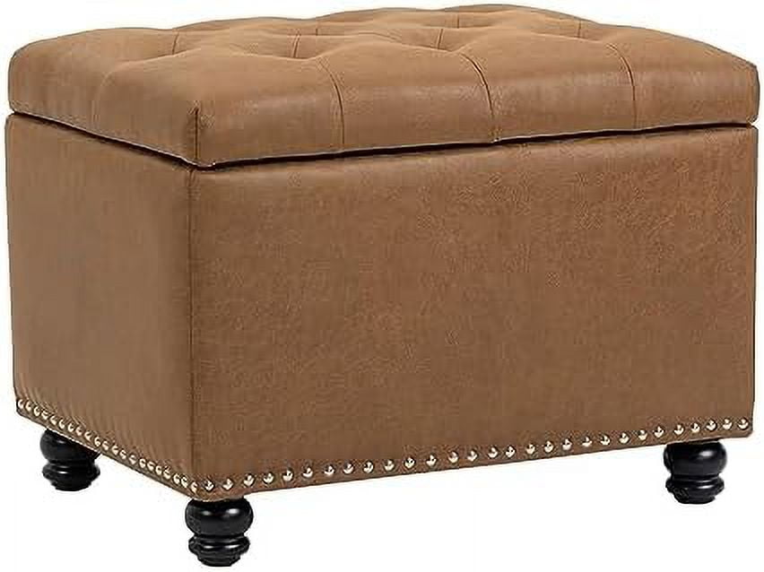 Gquptbi Upholstered Tufted Ottoman Ottoman Footstool With Safety Hinge