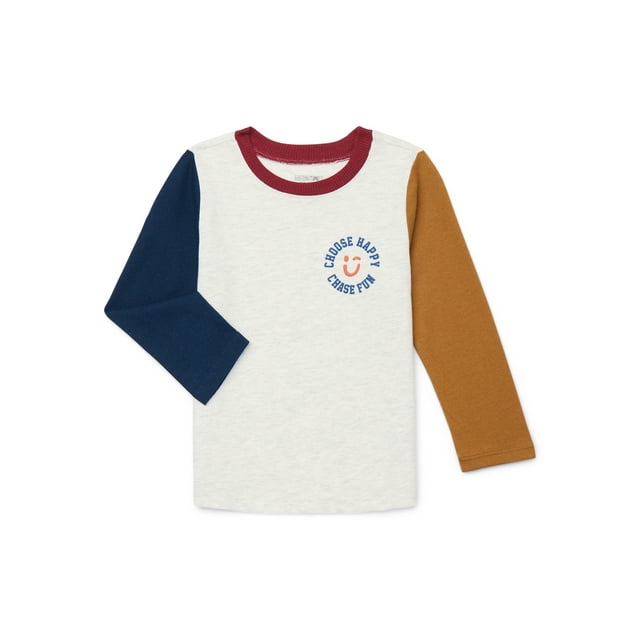 Garanimals Toddler Boys Colorblocked Ringer Graphic Tee with Long Sleeves, Sizes 18M-5T ...