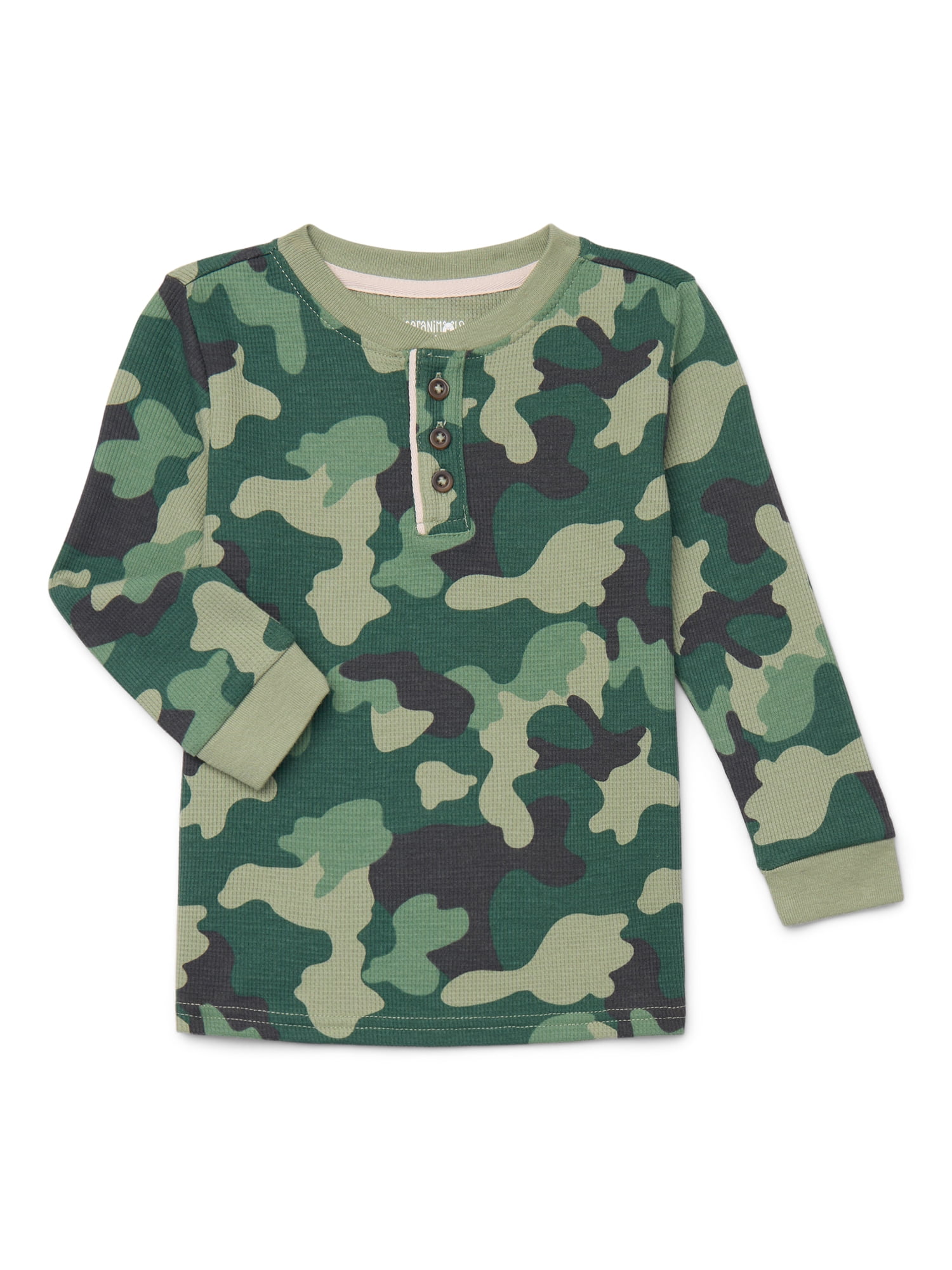 Garanimals Toddler Boys Waffle Henley Shirt with Long Sleeves, Sizes ...