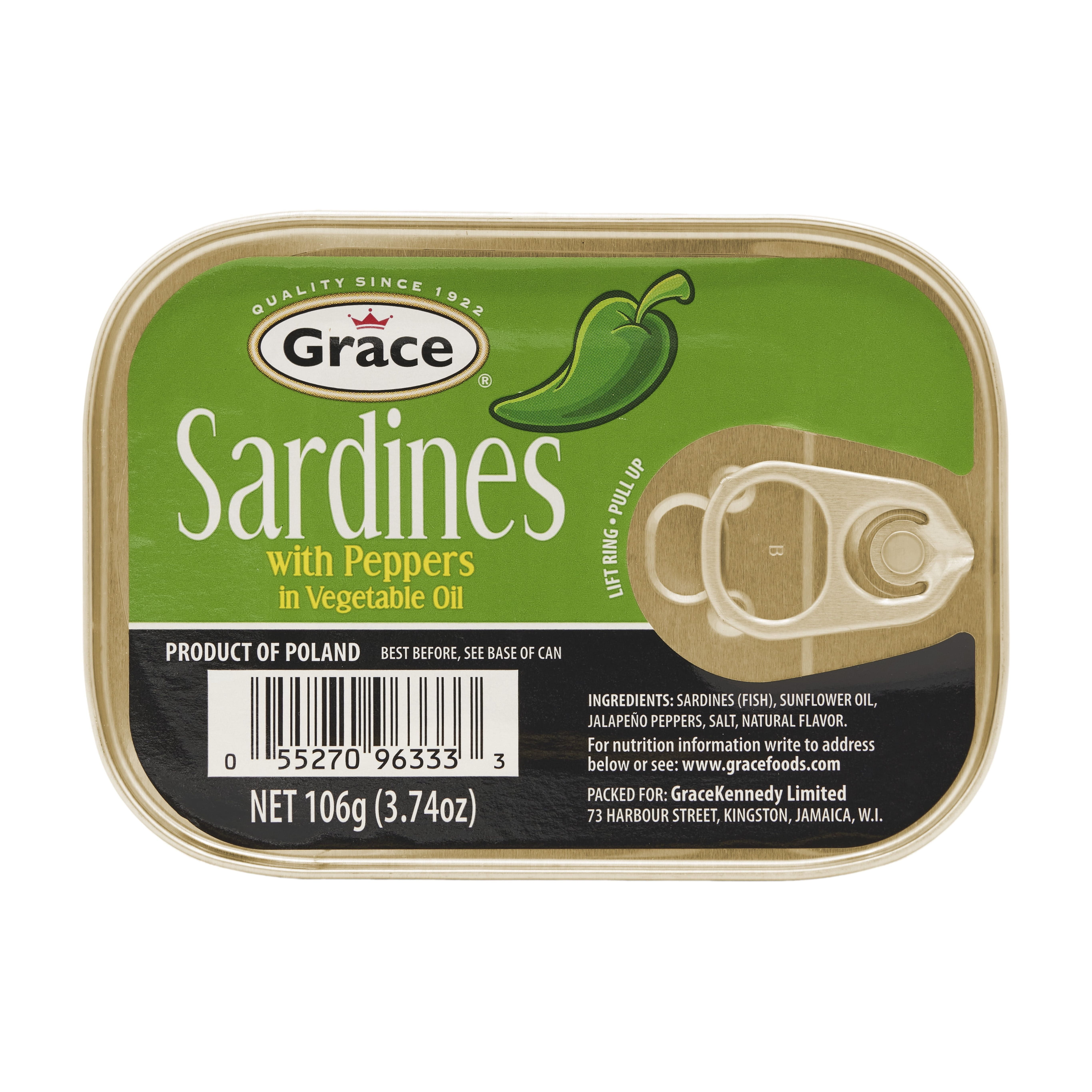 Grace Sardines with Pepper in Vegetable Oil, 106g Each - Walmart.com