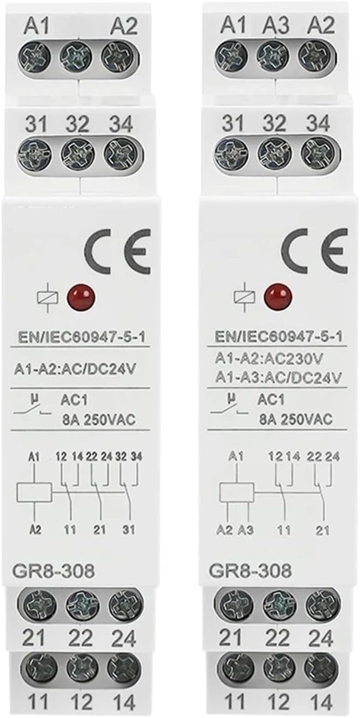 GR8-308 3SPDT Intermediate Relay Auxiliary Relay 8A Electronic Relay ...
