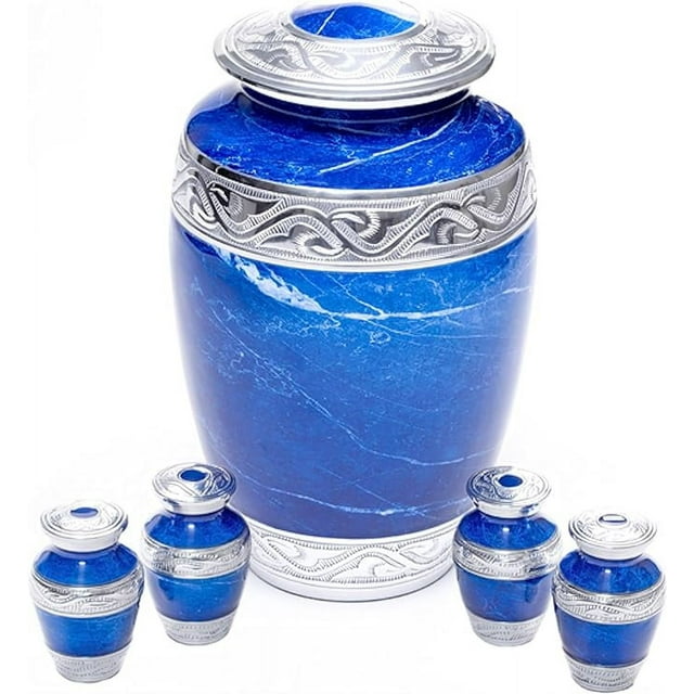 Free Shipping! GR8 Keepsakes Blue Marble Urn with 4 Small Urns for ...