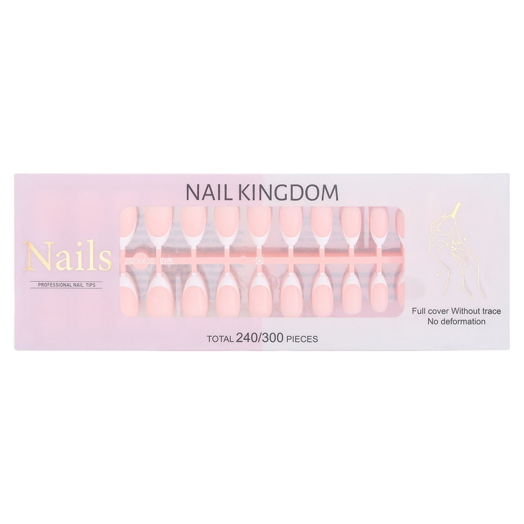 GRABLOOM 240 Pcs/Box French Tip False Nails Almond Press On Nails Short ...