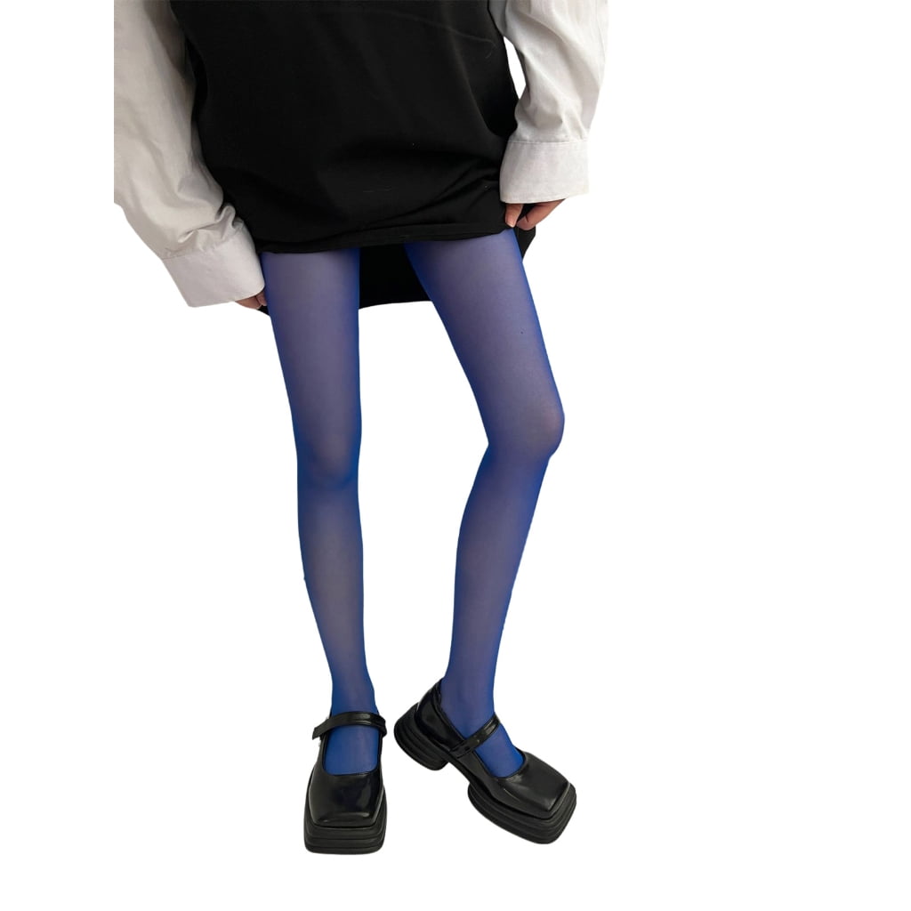 GRABLOOM 90s Aesthetic Multi Colored See Through Pantyhose for Women Colorful Thin Sheer Silk ...