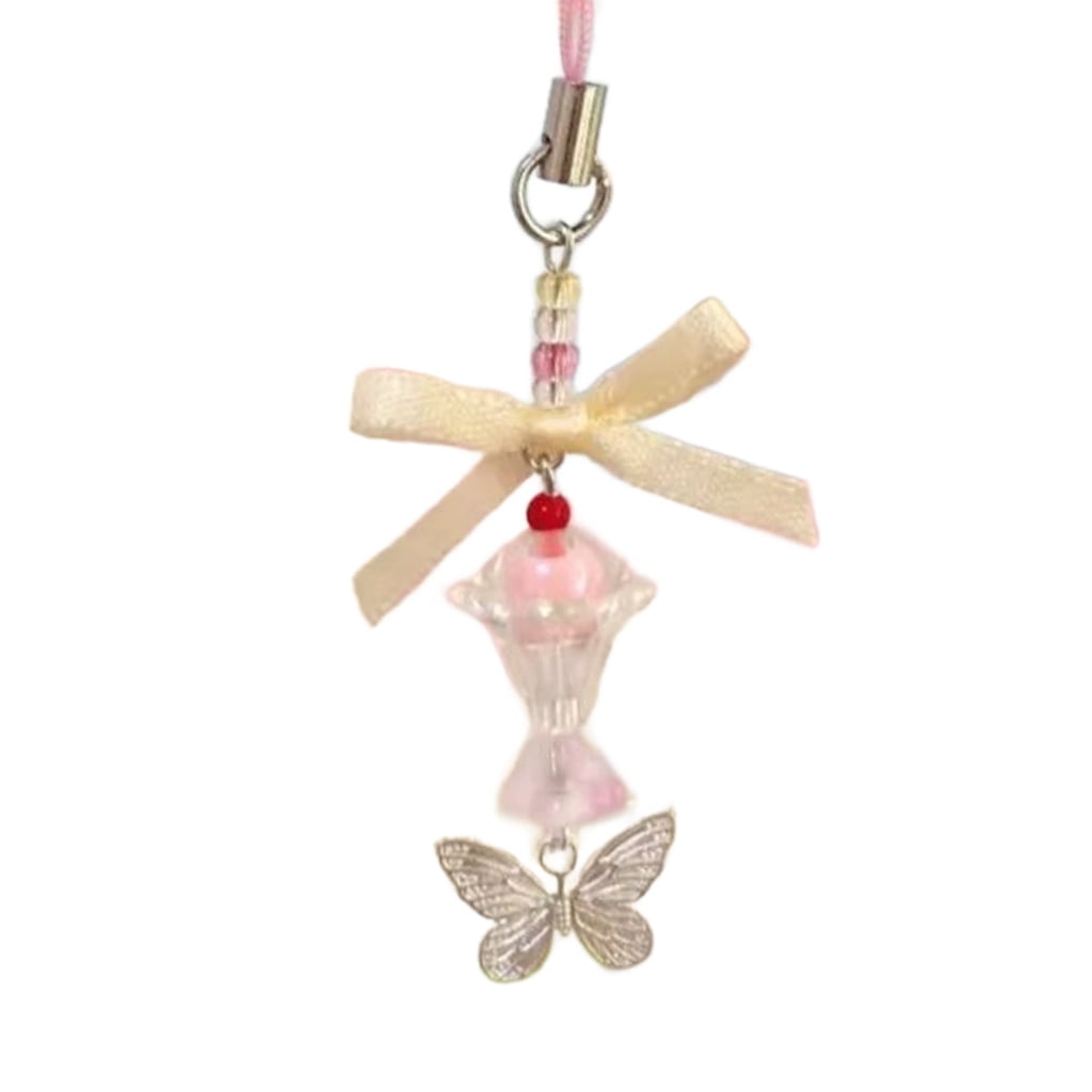 GRABLOOM Butterfly Heart Bead Phone Charm Straps Key Hangings Pendants ...