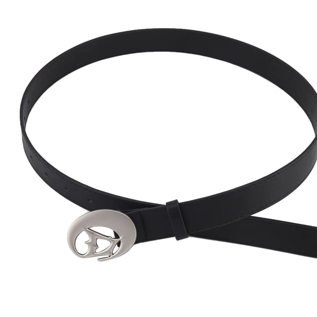 GRABLOOM Distressed Metal Moon Buckle Belts PU Leather Belt Adult ...