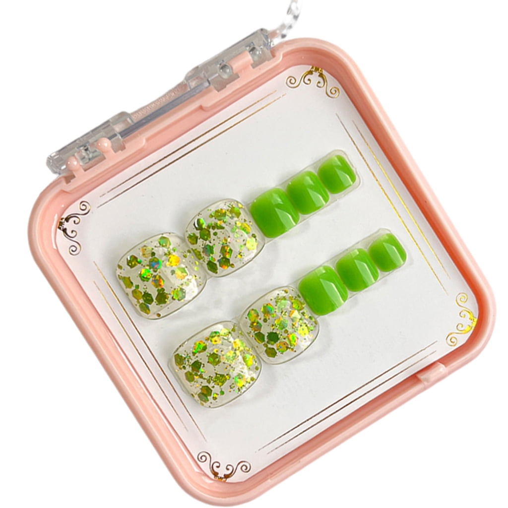 GRABLOOM Elegant Press on Toenails Short Full Cover Toenail Set French ...
