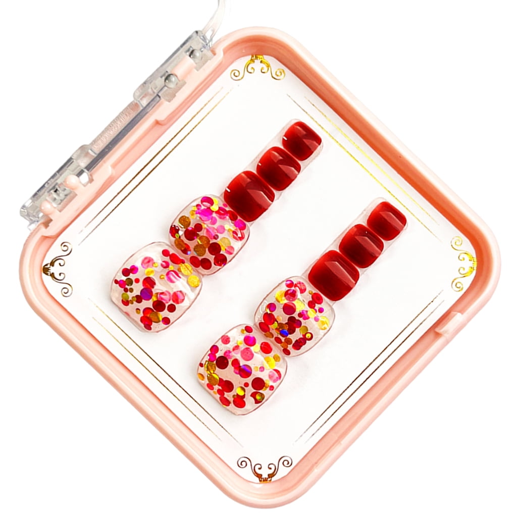 GRABLOOM Elegant Press on Toenails Short Full Cover Toenail Set French ...