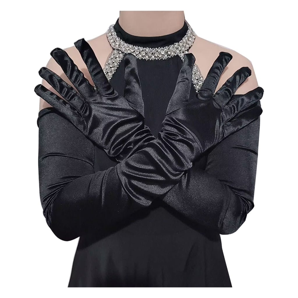 GRABLOOM Evening Party Gloves for Women Long Length Satins Elbow Gloves ...