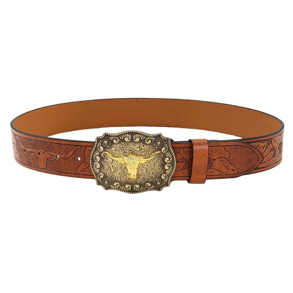 GRABLOOM Female Cowgirl Waist Belt Engraved Buckle Belt Women Embossed ...