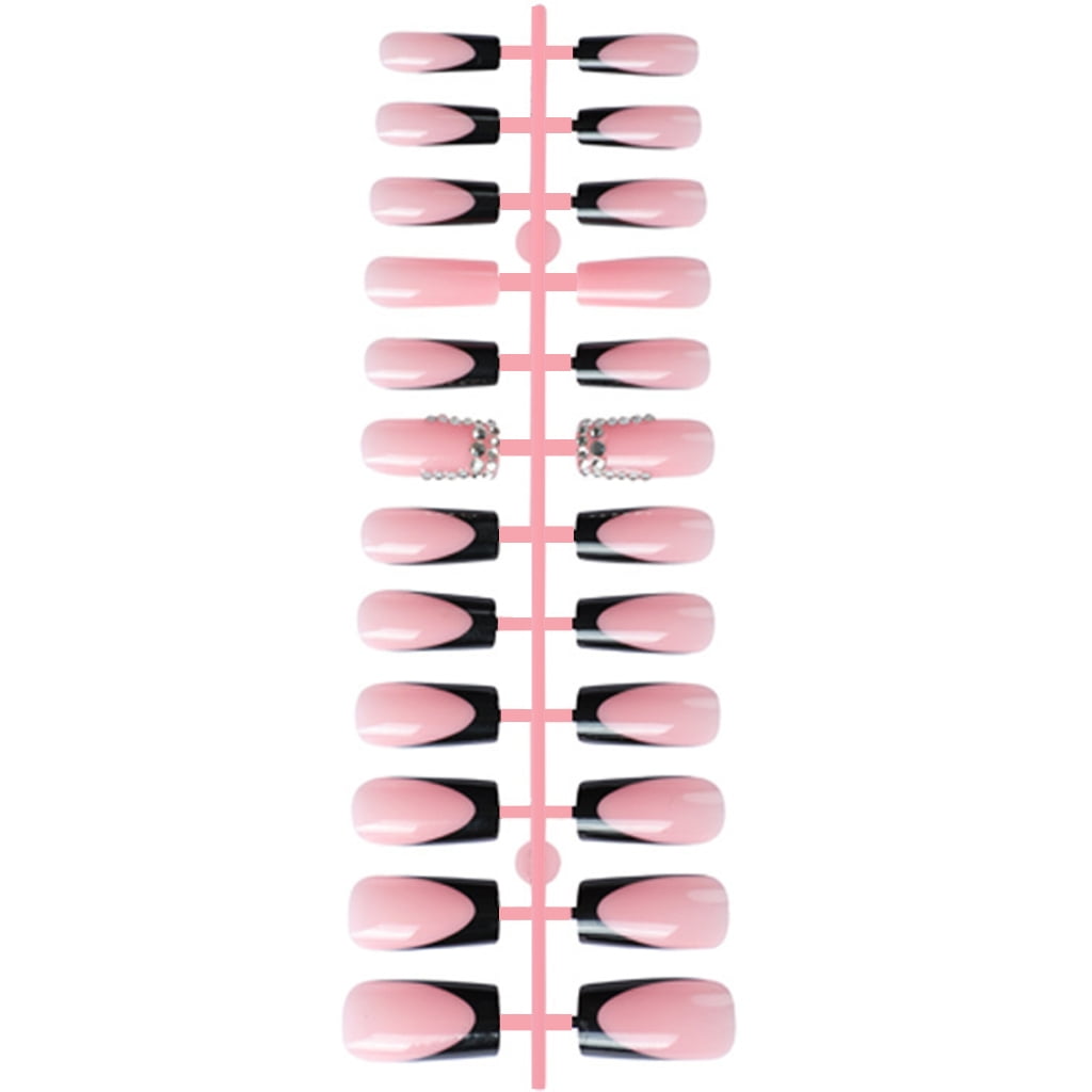 GRABLOOM French Tip Press on Nails Medium Square Press Ons with ...