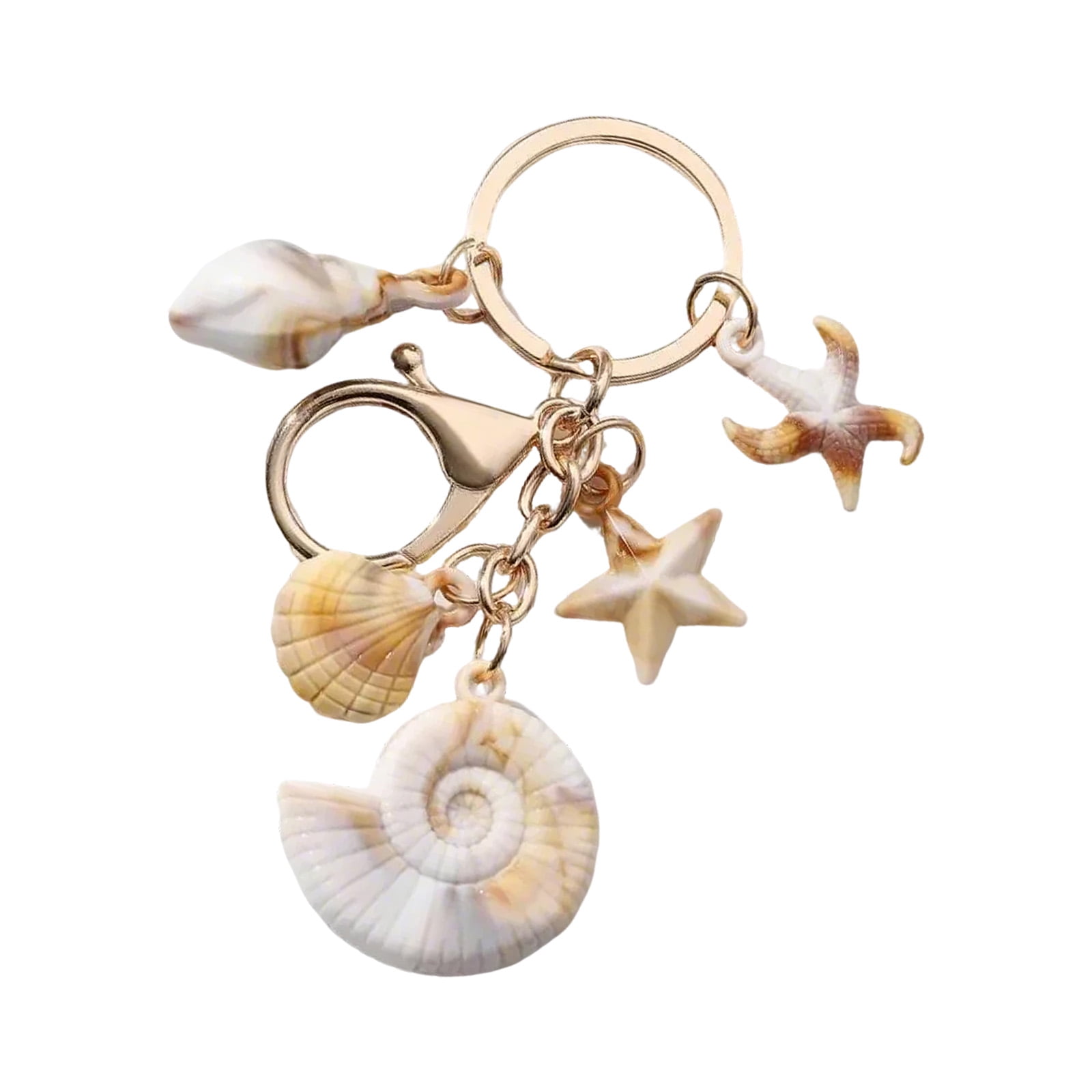 Handmade Shell Keychain Conch Starfishes Star Pendant Keyring Women Bag ...