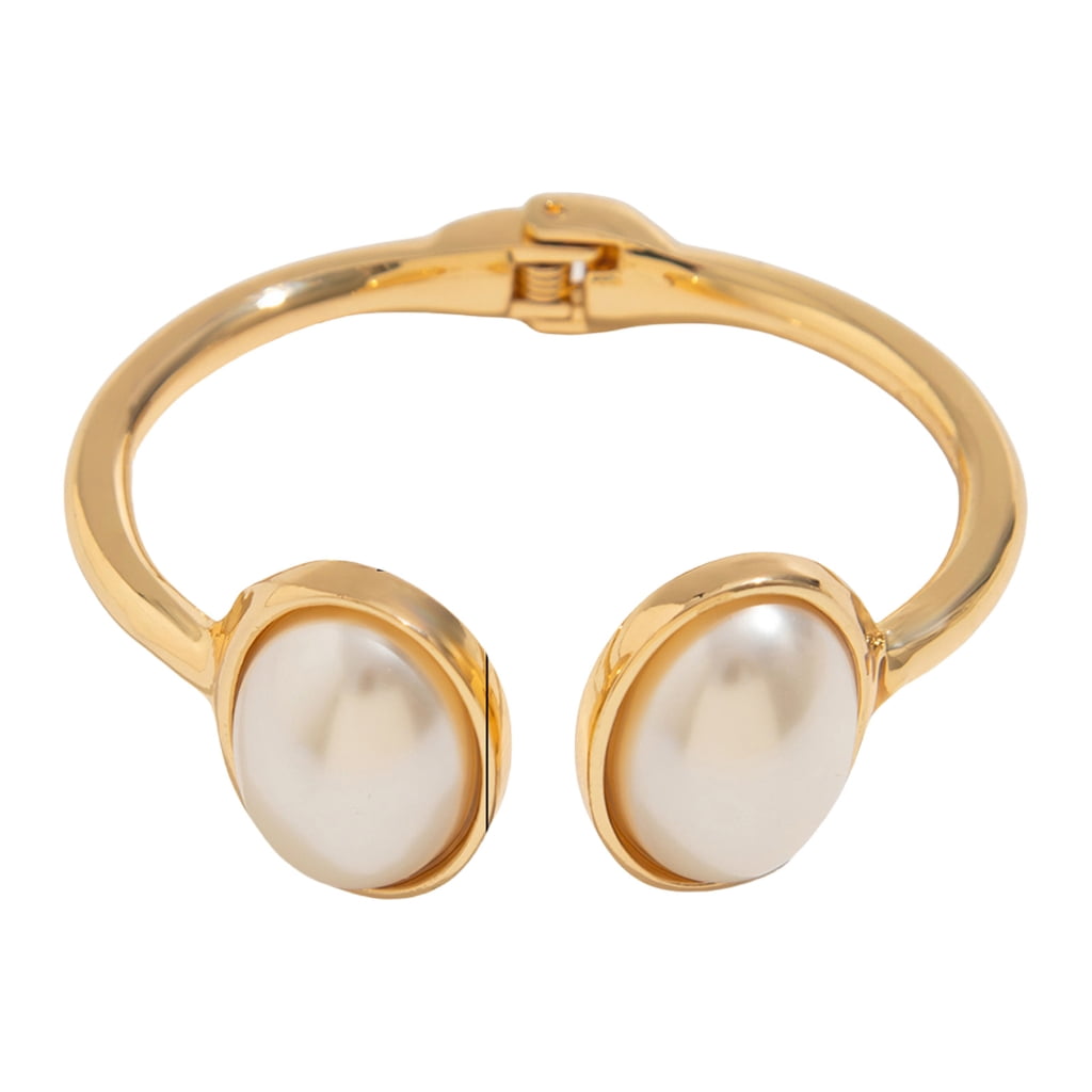 GRABLOOM Modern Pearls Open Cuff with Edge Detailing Ideal Unique Wrist ...