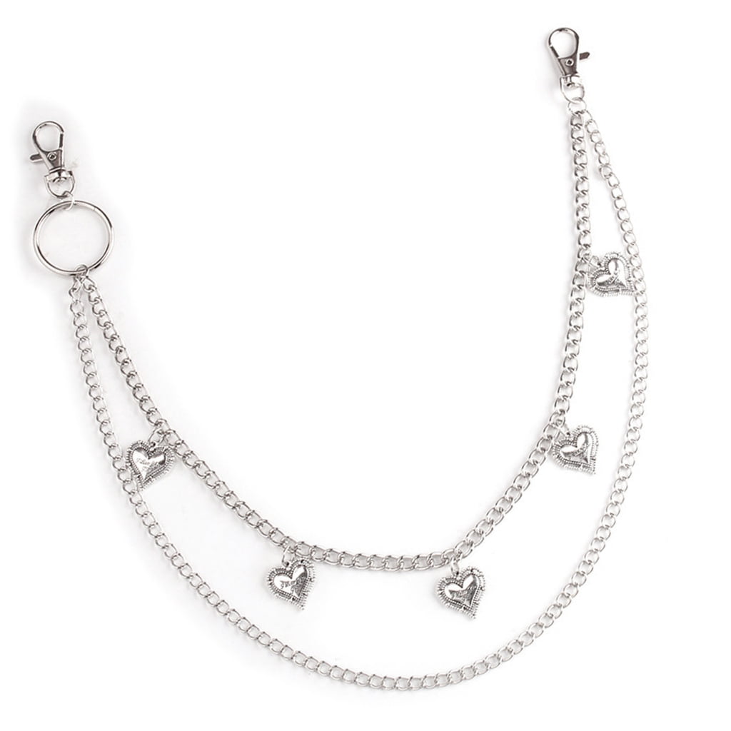 GRABLOOM MultiLayer Harajuku Pants Chain Heart Punk Butterfly Belt ...