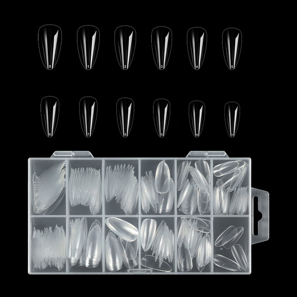 GRABLOOM Square/Almond Fake Nail Tips Half Cover Acrylic False Nail ...