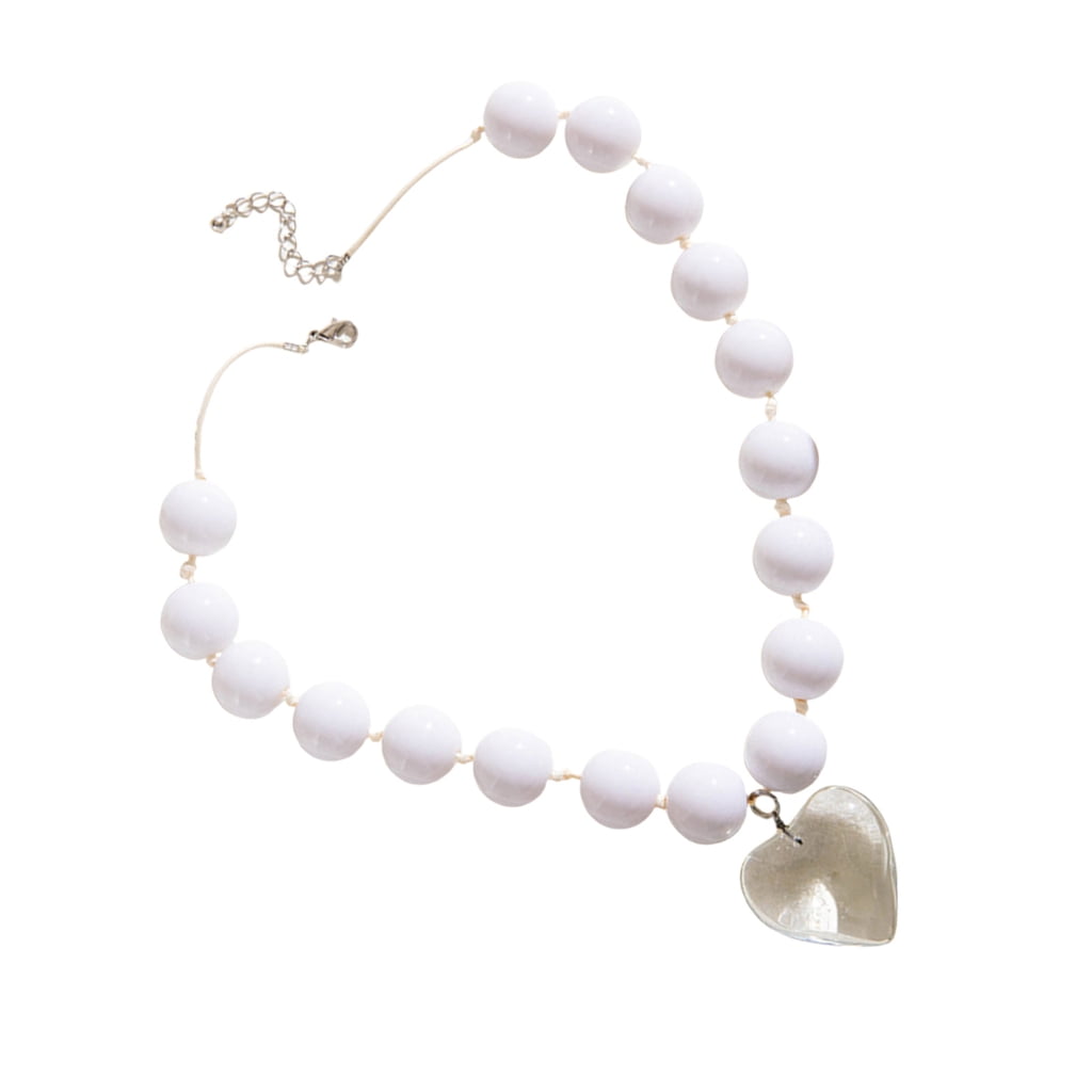 GRABLOOM Sturdy Alloy Heart Necklace Fashionable Beaded Neck Chain ...