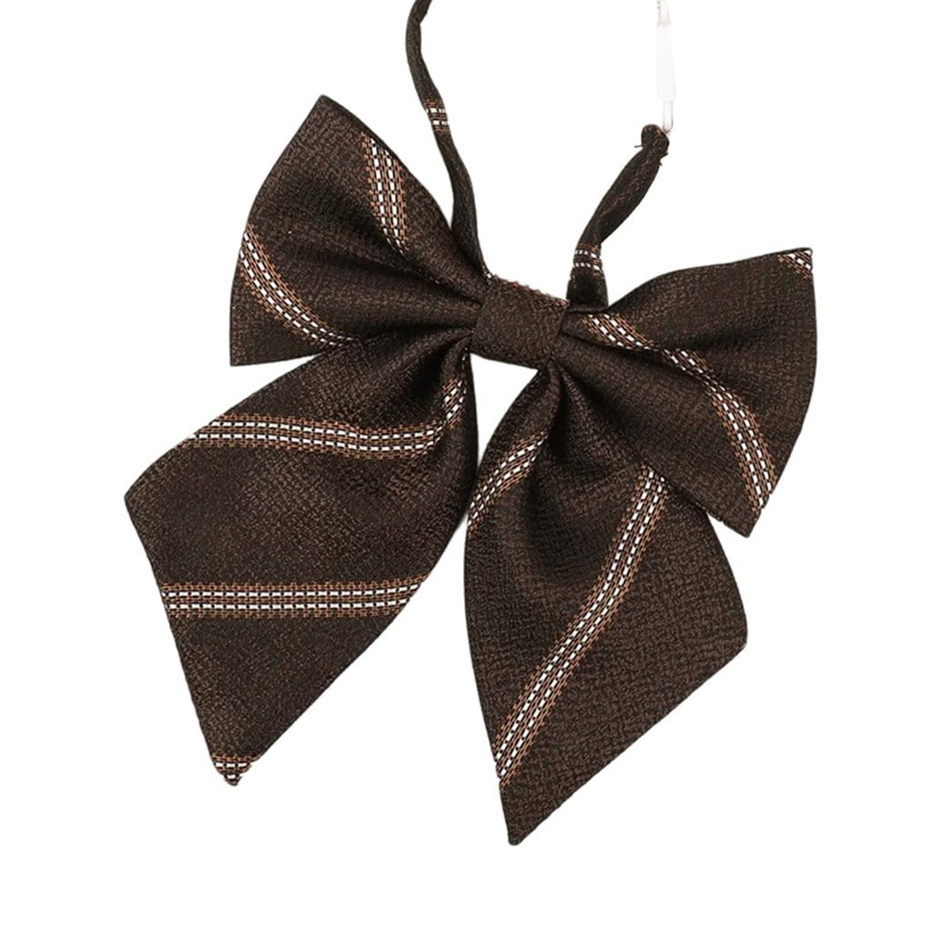 GRABLOOM Vintage Brown Checkered Striped Pre-Tied Neck Tie Korean ...