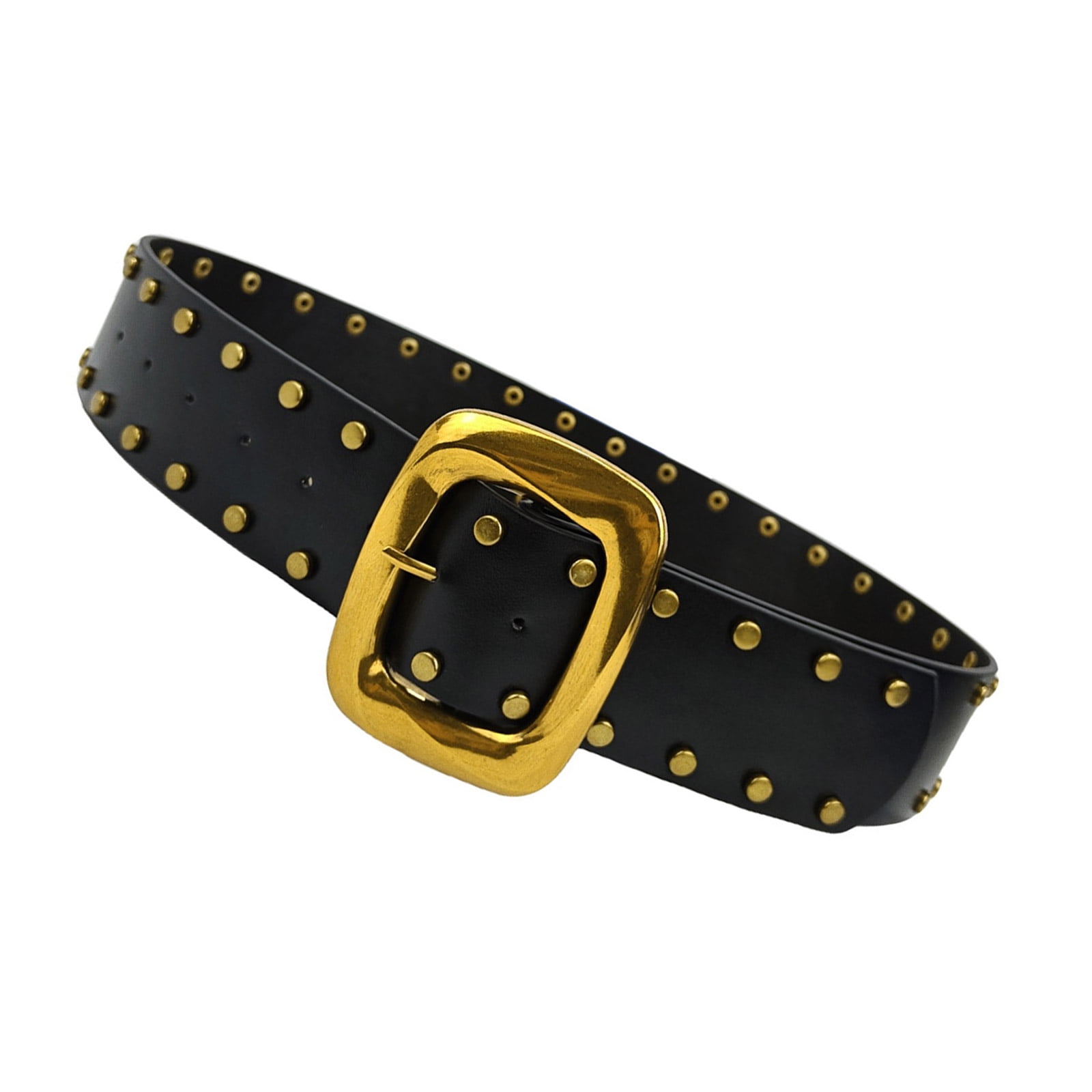 GRABLOOM Wide Belt Grunge Punk Waist Belt Modern Rivets Buckle for ...